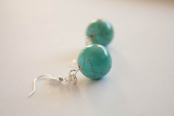 Turquoise Chunky Earrings, December Birthstone Earrings on Luulla