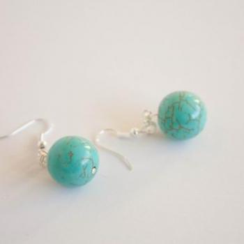 Turquoise Chunky Earrings, December Birthstone Earrings on Luulla
