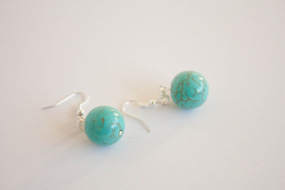 Turquoise Chunky Earrings, December Birthstone Earrings on Luulla